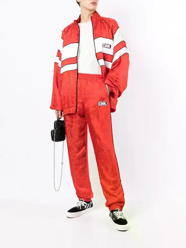 COOL T.M Logo-patch Striped Sports Jacket