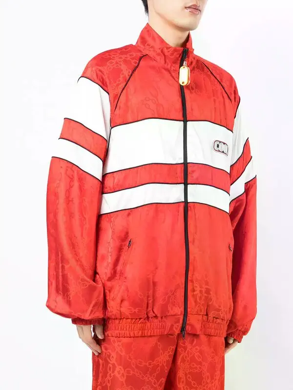 COOL T.M Logo-patch Striped Sports Jacket