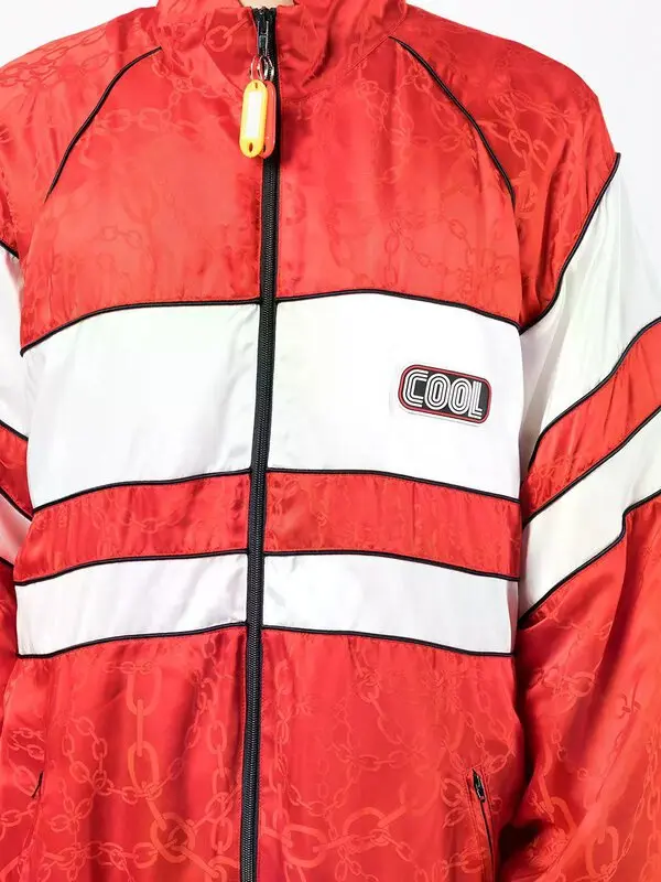COOL T.M Logo-patch Striped Sports Jacket
