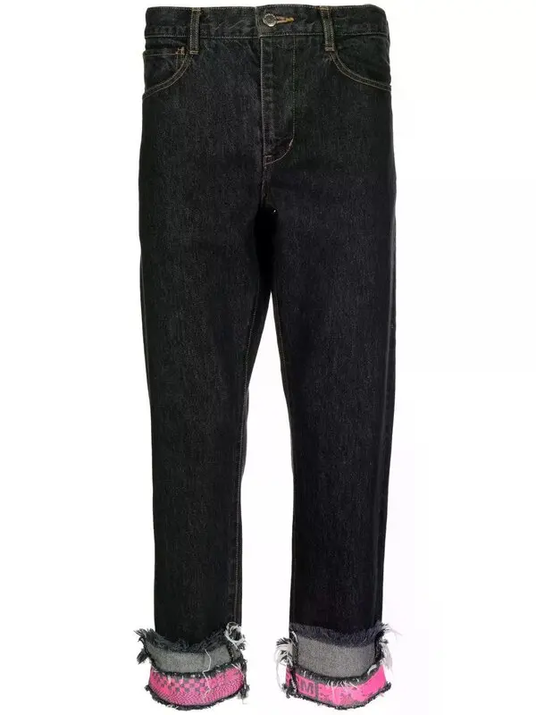 Facetasm Cropped Patchwork Jeans - Black
