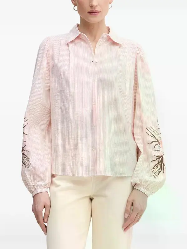 MOS MOSH Striped Embroidered Shirt