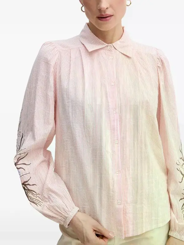 MOS MOSH Striped Embroidered Shirt