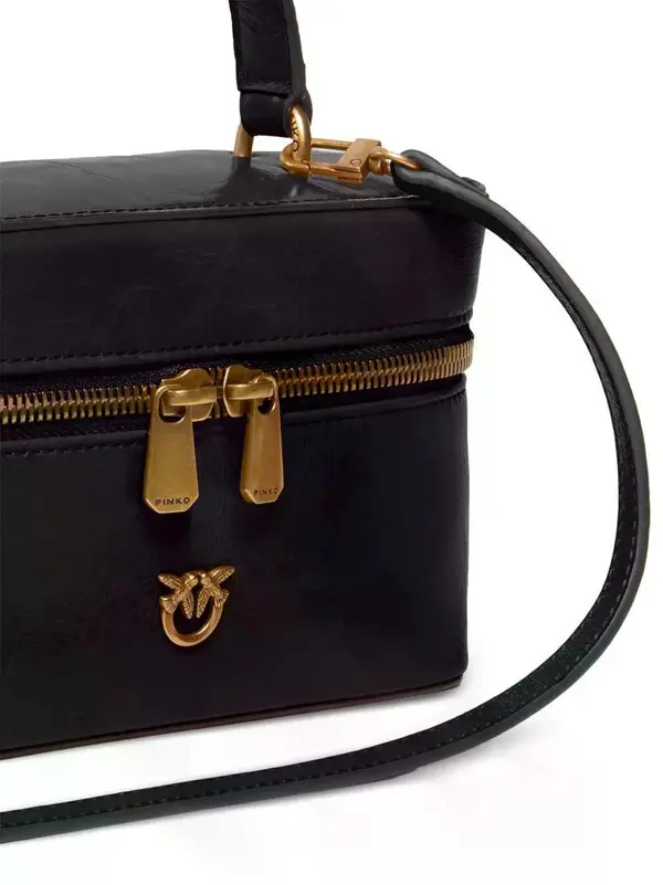 Pinko Glossy Leather Beauty-case Inspired Crossbody Bag