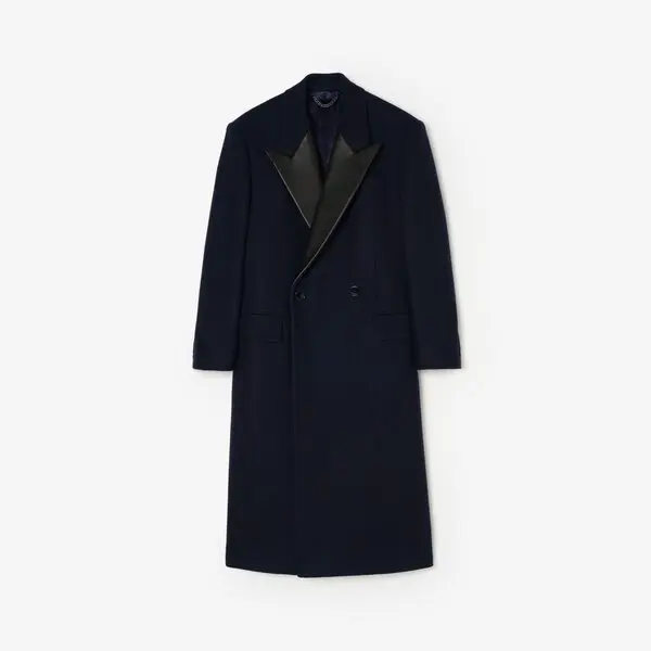 Burberry Wool Crathorne Tailored Coat - Navy