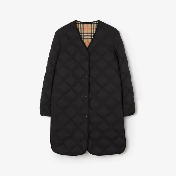 Burberry Quilted Nylon Ashfields Coat With Gilet - Black