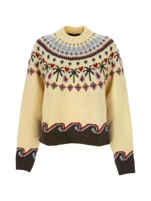 Alanui Sweet Winter Intarsia-knit Wool Sweater - Neutrals