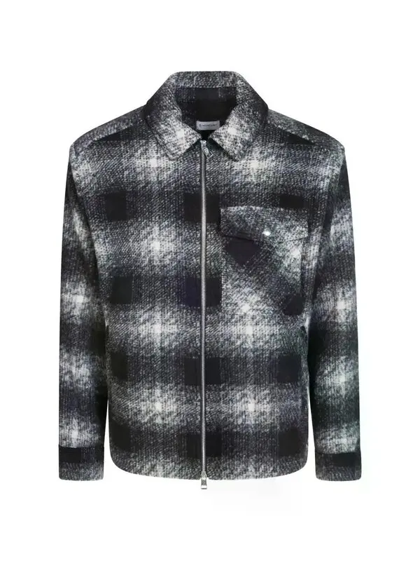 Moncler Check Zip-up Shirt Jacket - Black