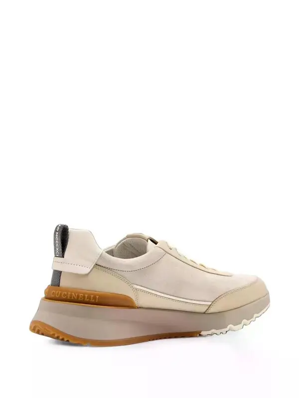 Brunello Cucinelli Logo-embossed Lace-up Sneakers In Beige