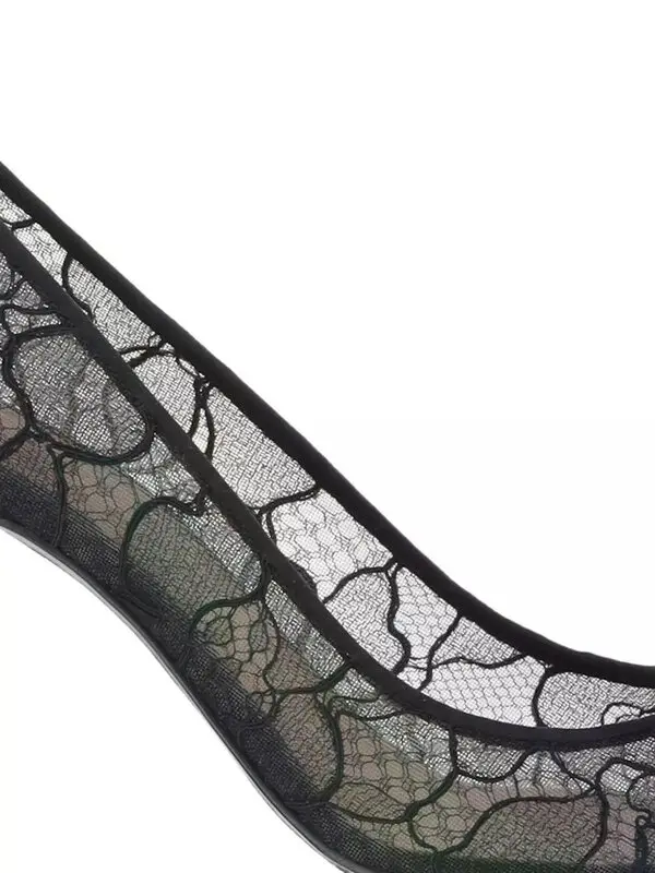 Amina Muaddi Camellia Crystal-embellished Lace Pumps