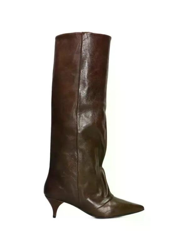 ALCHIMIA Pointed Toe Ruched Leather Boots
