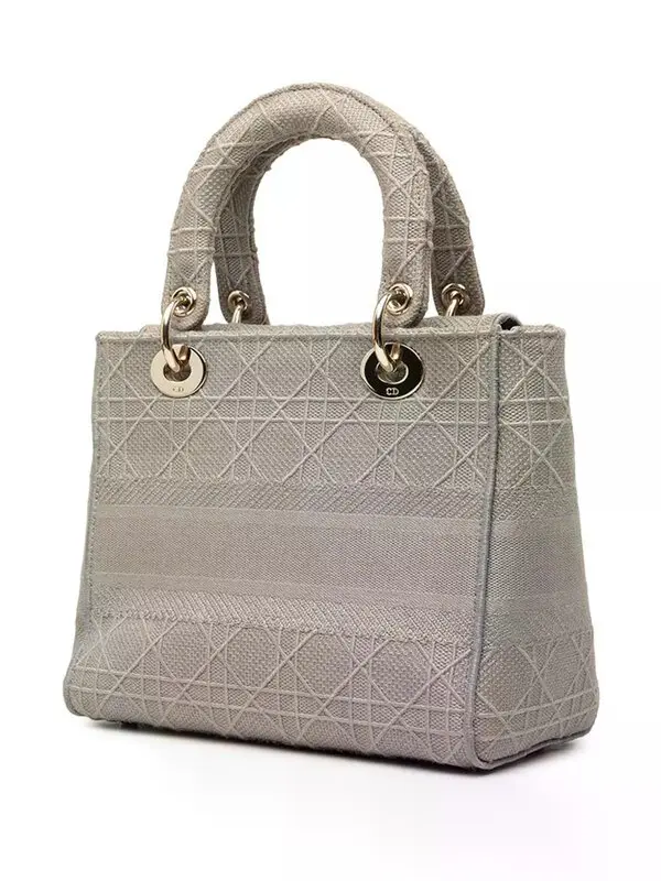 Dior Medium Embroidered Canvas Cannage Lady D Lite Satchel