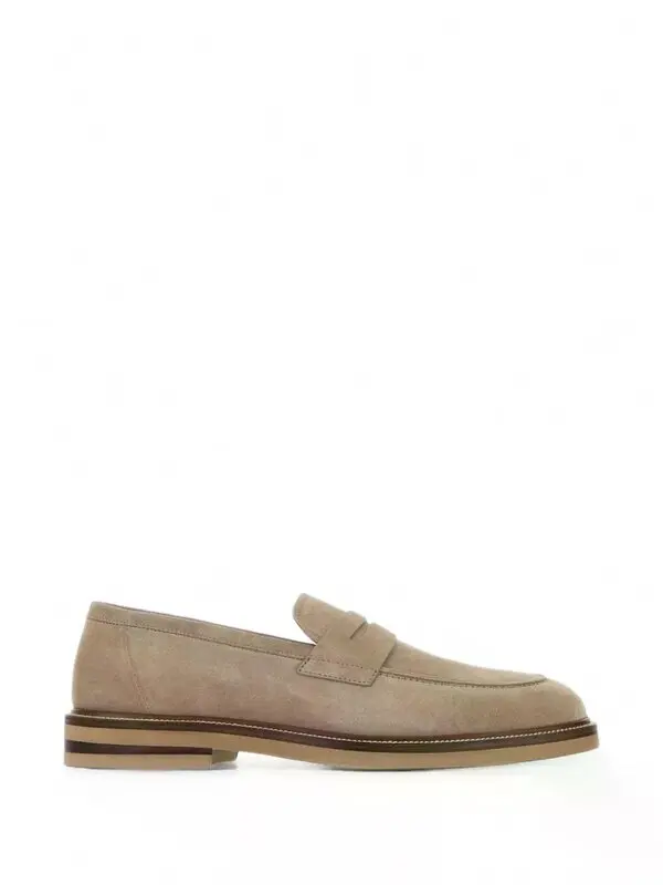 Brunello Cucinelli Round-toe Penny Loafers In Light Brown