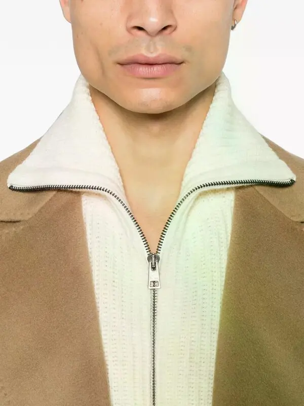 Tagliatore Zip-up Ribbed Knit Sweater - Neutrals