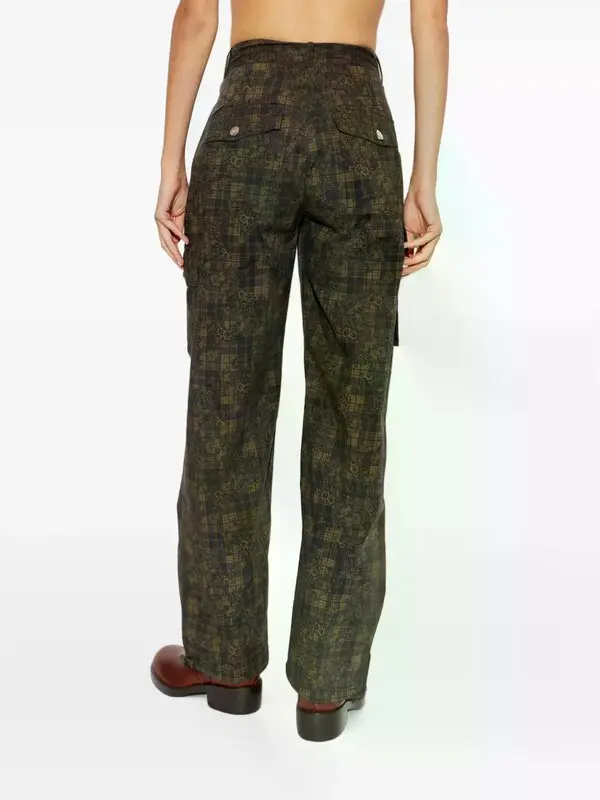 GANNI Floral-print Check Cargo Pants