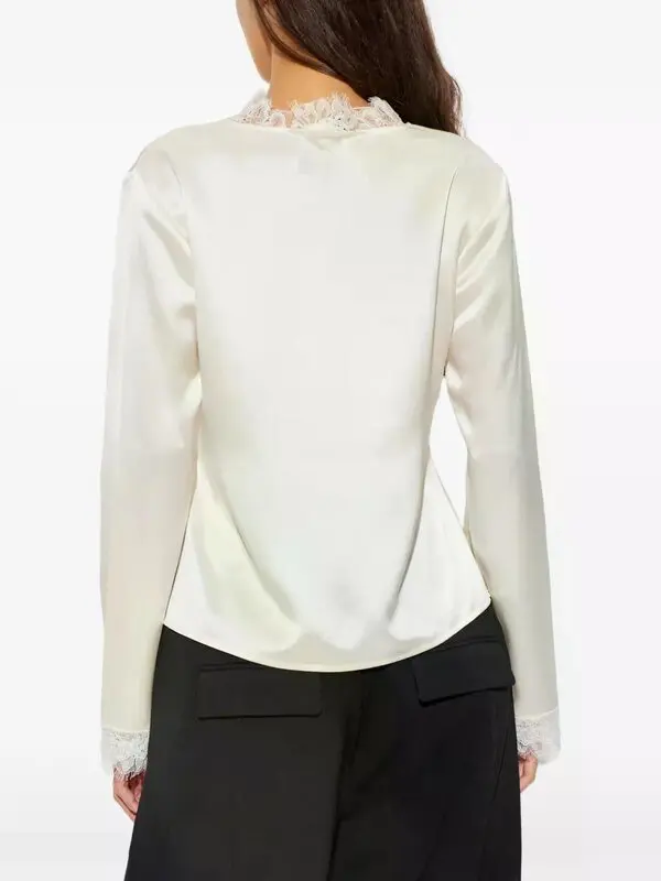 GANNI Lace Trim Satin Finish Top