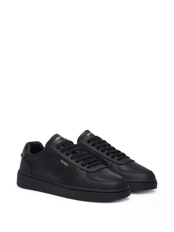 BOSS Logo Panelled Leather Sneakers - Black