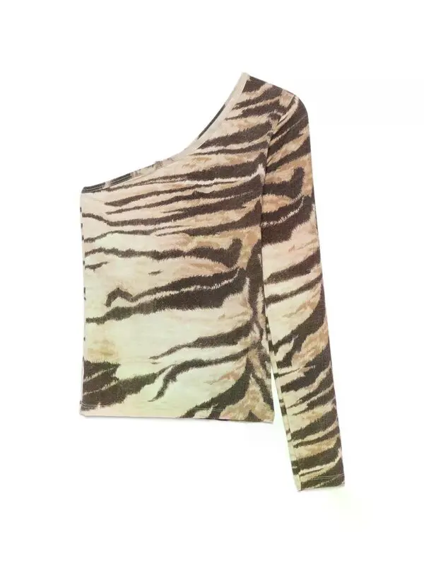 BASERANGE Tiger-print One-shoulder Blouse - Neutrals