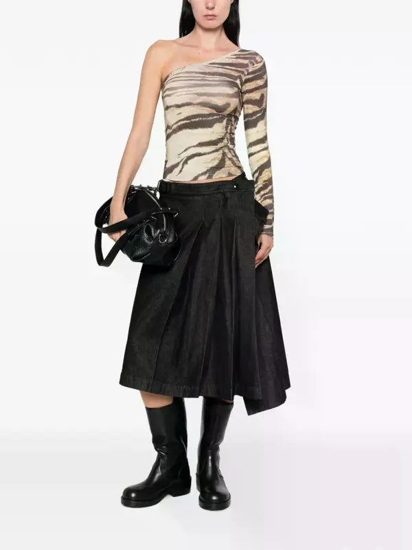 BASERANGE Tiger-print One-shoulder Blouse