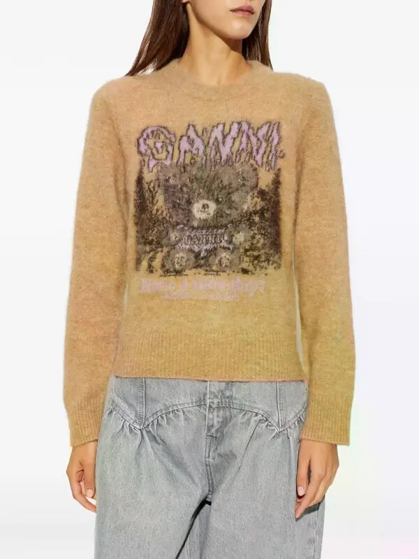 GANNI Graphic-print Intarsia-knit Sweater