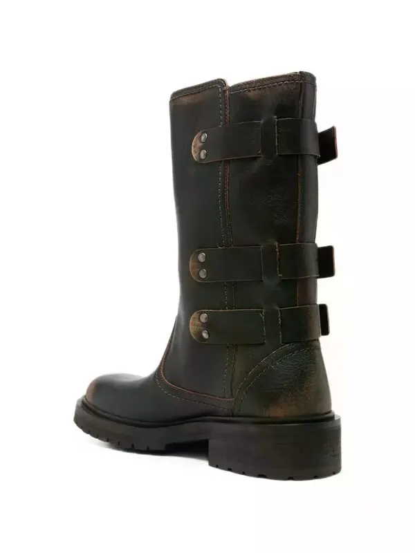 GOLDEN GOOSE Triple-buckle Distressed-effect Biker Boots