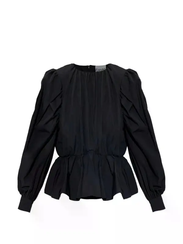 GANNI Puff-sleeves Blouse - Black