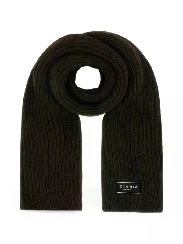 DONDUP Ribbed Logo-patch Scarf - Brown