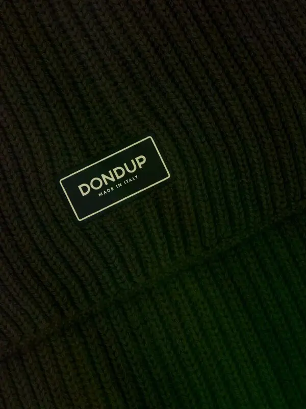 DONDUP Ribbed Logo-patch Scarf