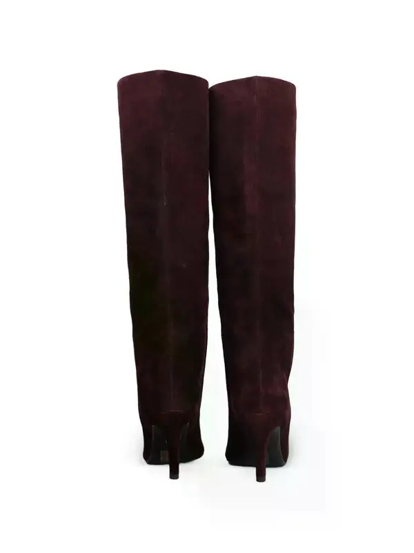 Lola Cruz Bordeaux Calf Suede Pointed Toe Knee-length Stiletto Boots