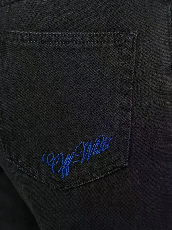 Off-White Logo-embroidered Straight-leg Jeans