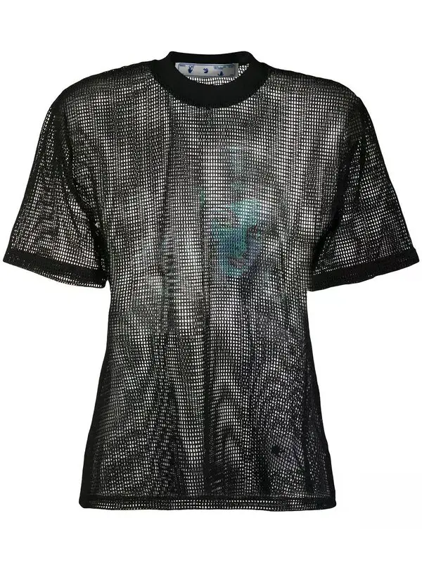Off-White Printed Net Top - Black