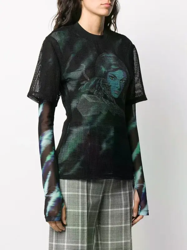 Off-White Printed Net Top