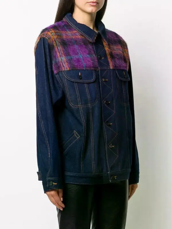 Natasha Zinko Check Plaid Denim Jacket