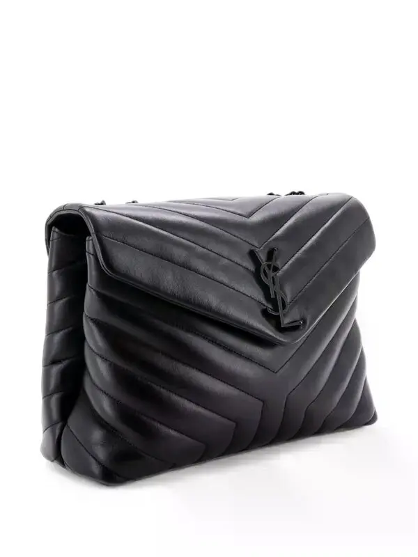 Saint Laurent Loulou Matelasse Chevron Leather Medium Shoulder Bag - Black