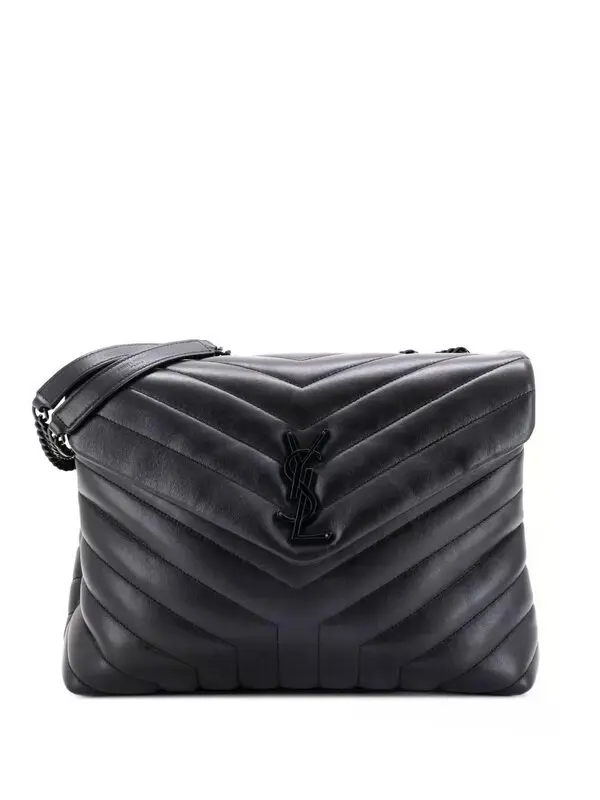 Saint Laurent Loulou Matelassé Chevron Leather Shoulder Bag - Black