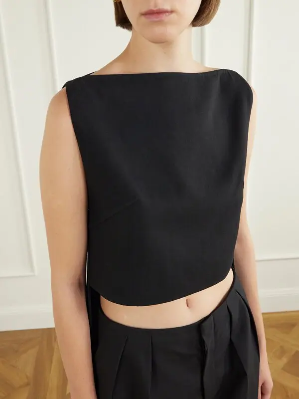 JIL SANDER Cropped Wool-blend Blouse With Train