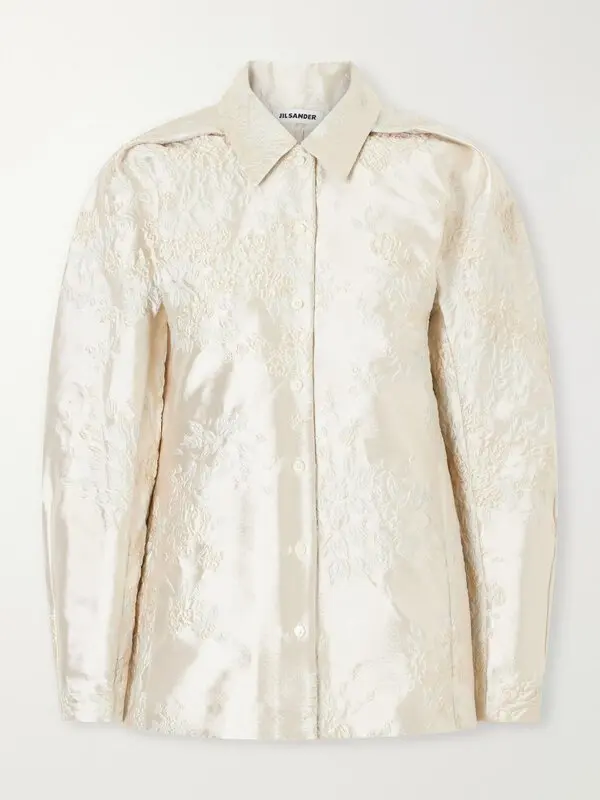 JIL SANDER Floral-jacquard Shirt - Silver