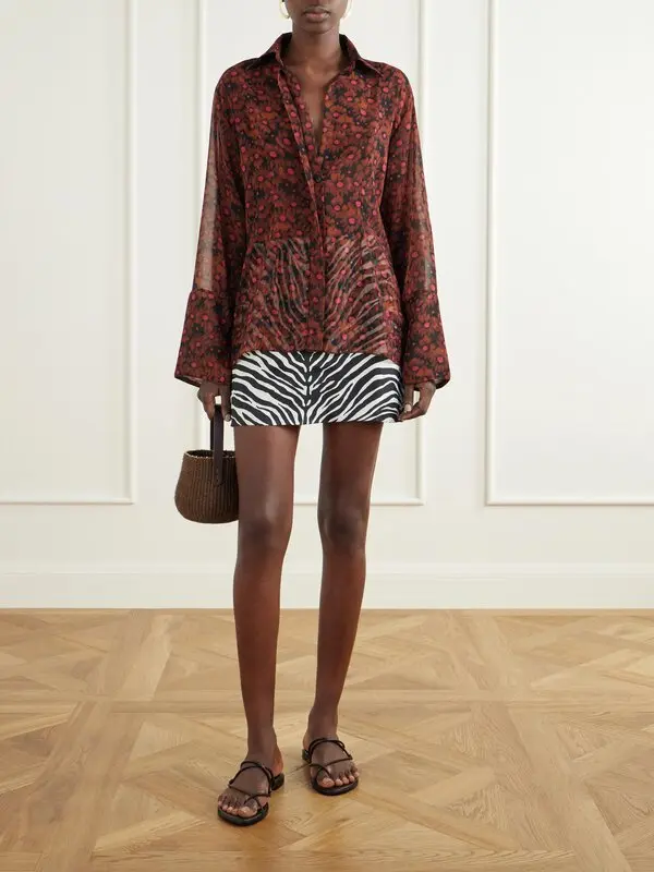 CALA DE LA CRUZ Floral-print Chiffon Shirt