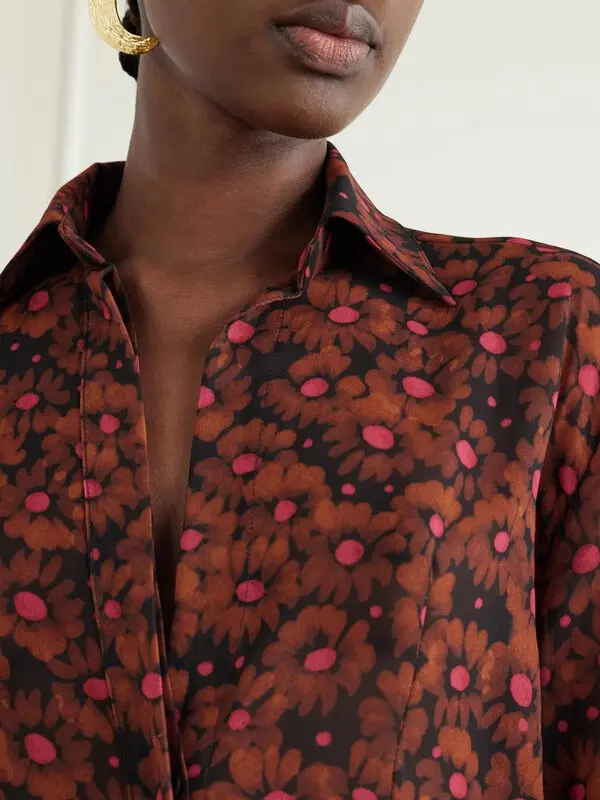 CALA DE LA CRUZ Floral-print Chiffon Shirt