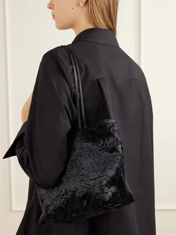VALESQUE Spaghetti Crushed-velvet Shoulder Bag
