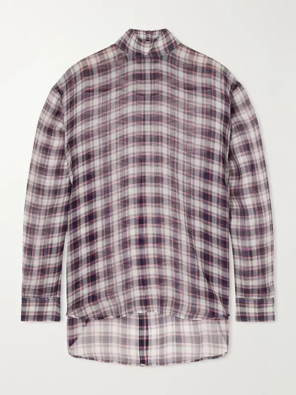 Tibi Reversable Checked Cotton And Silk-blend Shirt - Red