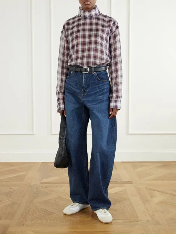 Tibi Reversable Checked Cotton And Silk-blend Shirt