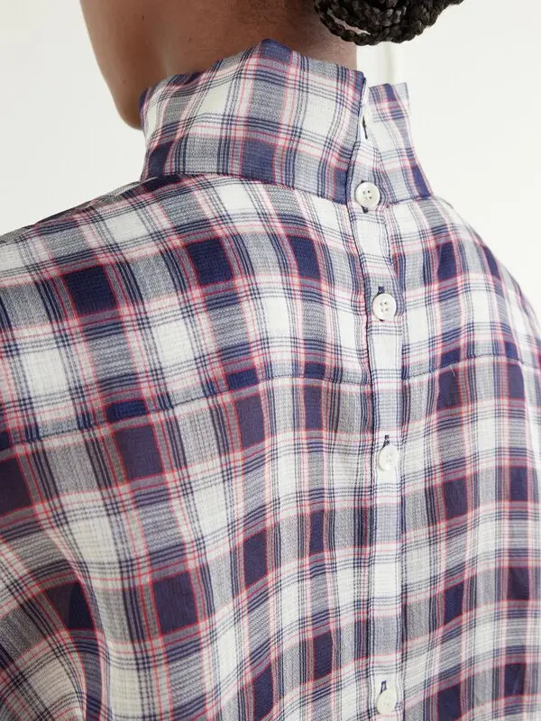 Tibi Reversable Checked Cotton And Silk-blend Shirt