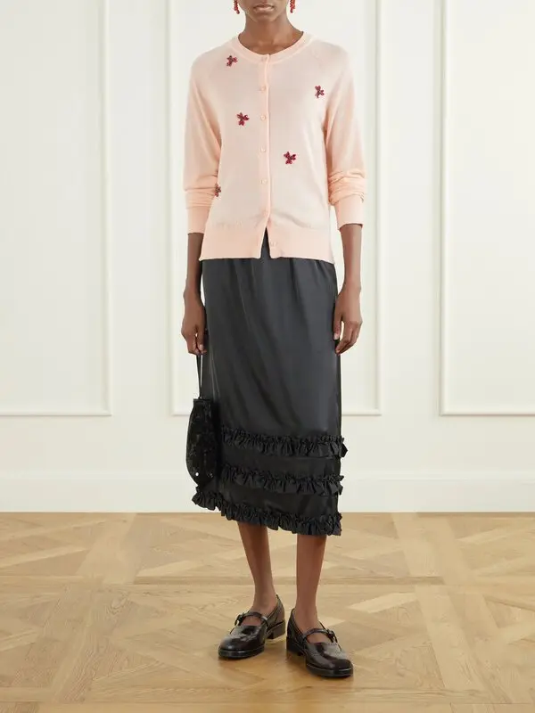 Simone Rocha Embellished Wool And Silk-blend Cardigan