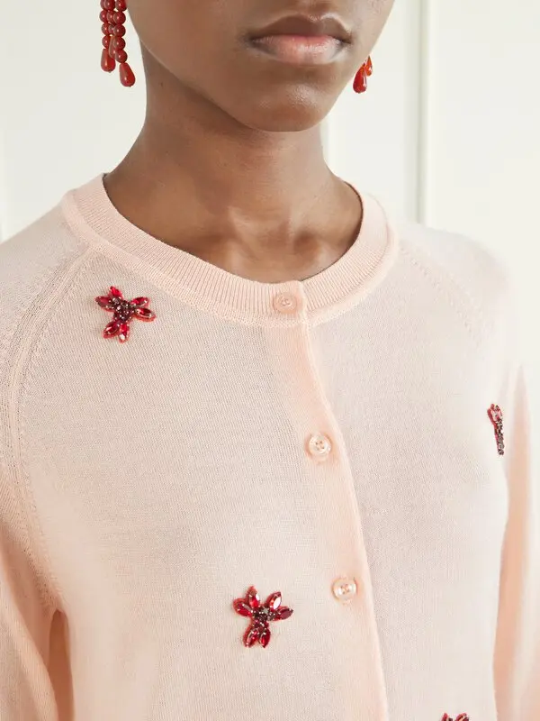 Simone Rocha Embellished Wool And Silk-blend Cardigan