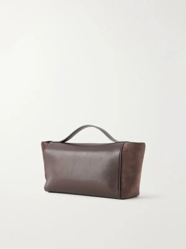 Savette Symmetry Trapeze Leather-trimmed Suede Tote