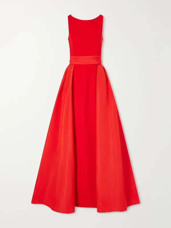 Carolina Herrera Silk-faille Gown With Overskirt - Red