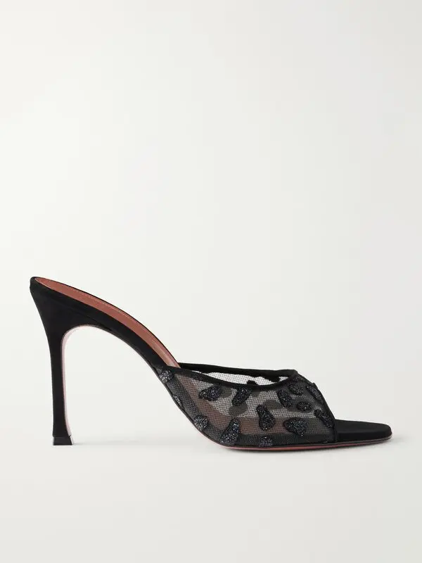 Amina Muaddi Alexa 95 Embellished Mesh Sandals