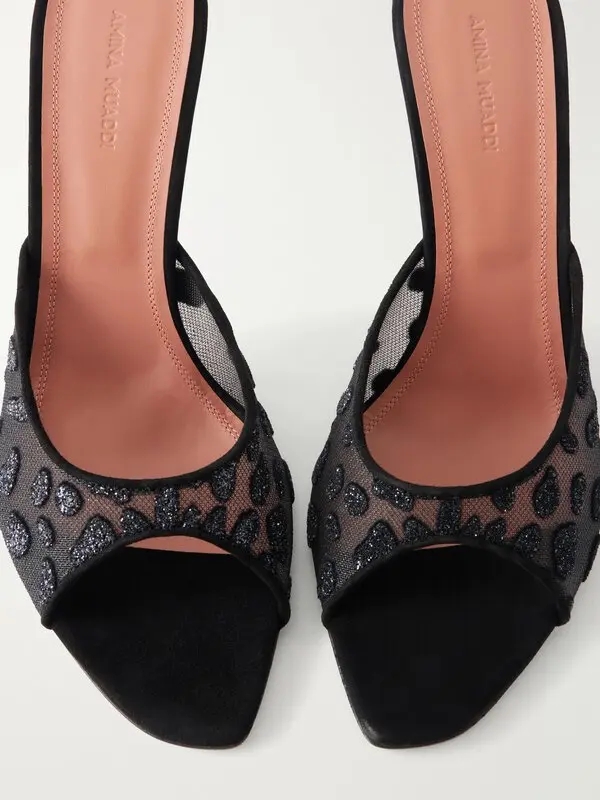 Amina Muaddi Alexa 95 Embellished Mesh Sandals