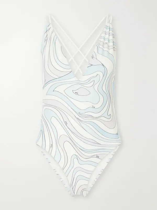 Emilio Pucci Marmo' Printed Swimsuit - Blue