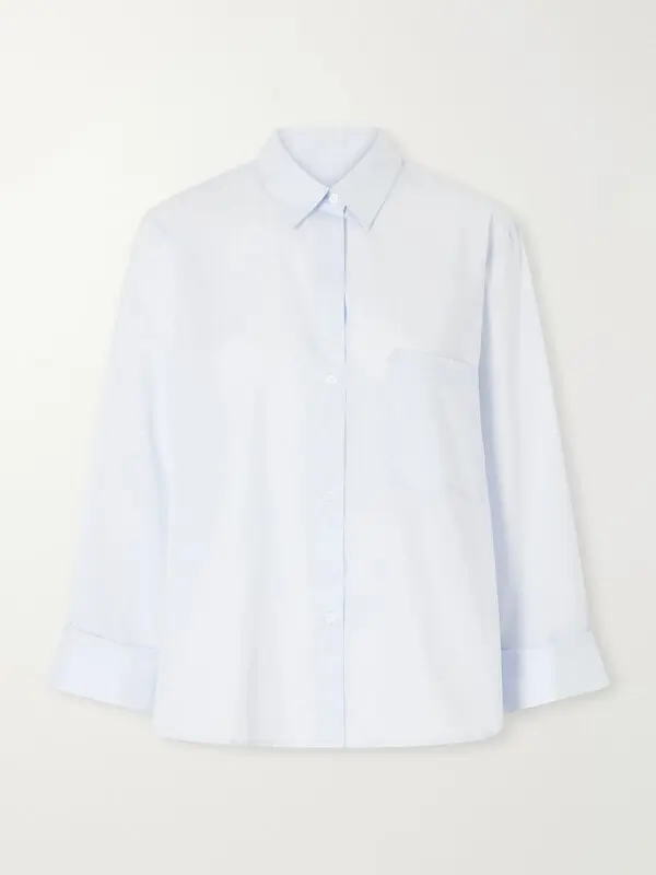 TWP Next Morning' Oversized Cotton-poplin Shirt - Blue